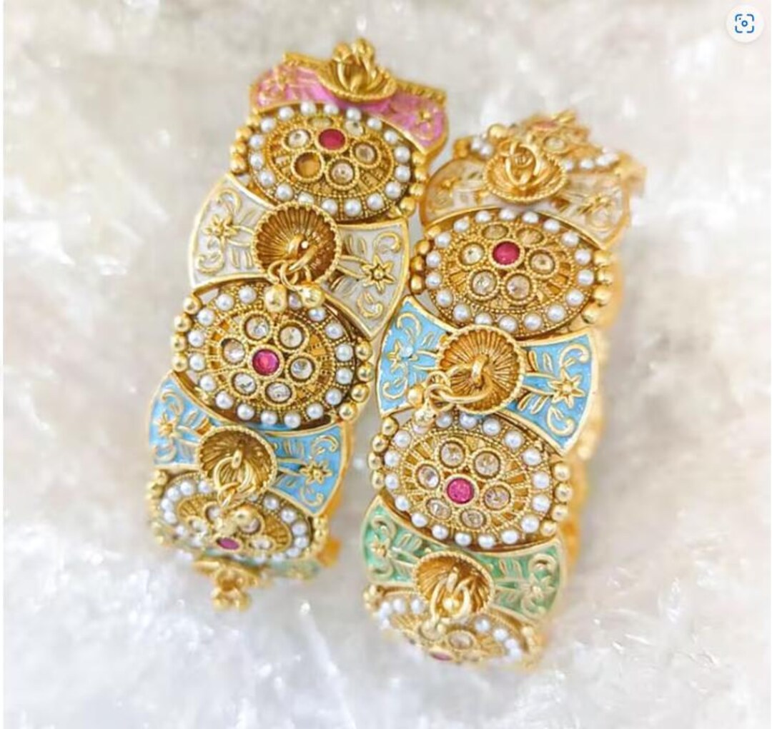 Openable Beautiful Meena Work Ghungroo Bangles Multi Color /handcrafted ...