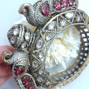 Rare Find Sabyasachi Inspired Openable Moissanite Kundan Polki Bangle /peacock Kada/wedding ...