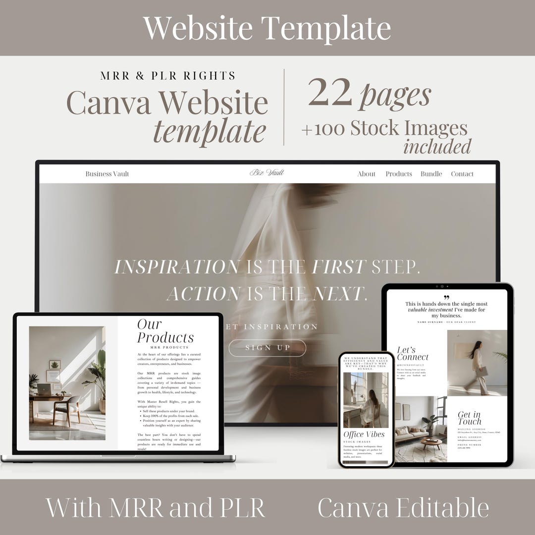 Modern Website Template Canva Editable MRR Business Vault Canva Ready ...