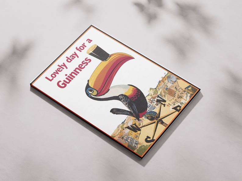 Guinness Beer Vintage Poster, Retro Guinness Bird Advertising Poster ...