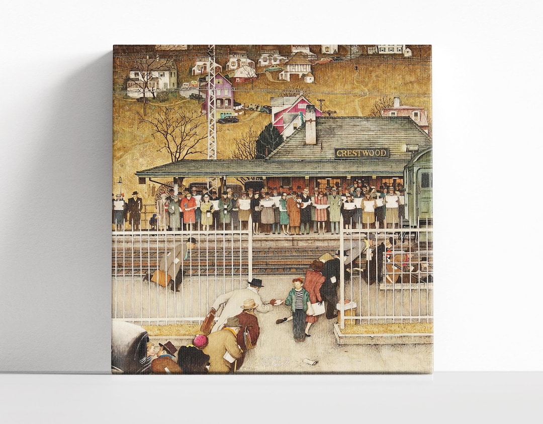 Commuters by Norman Rockwell, Fine Art Print, Norman Rockwell Canvas Wall Art, People at Train ...