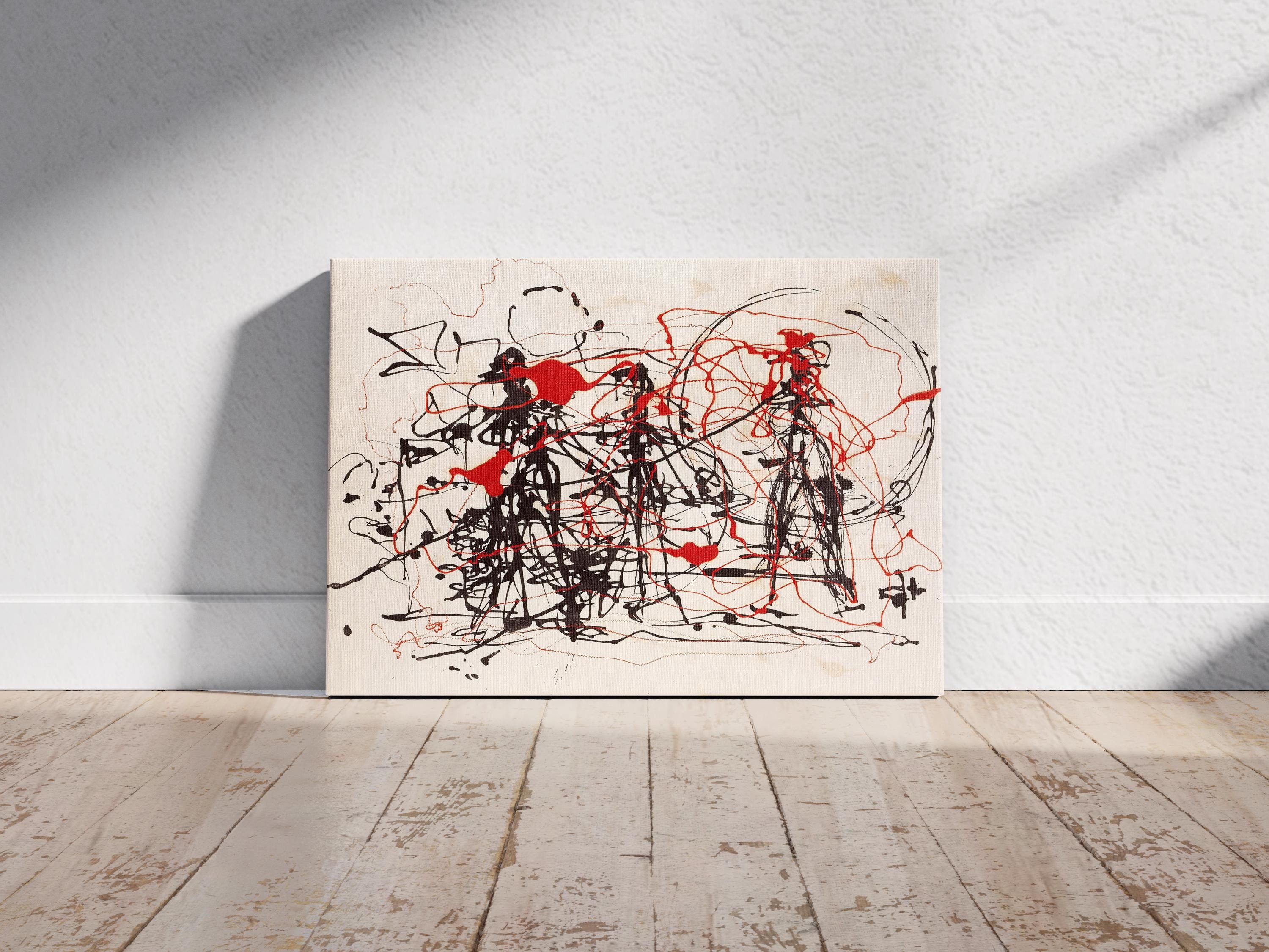 Jackson Pollock Wall Art, Abstract Art Ready to Hang Canvas, Large ...