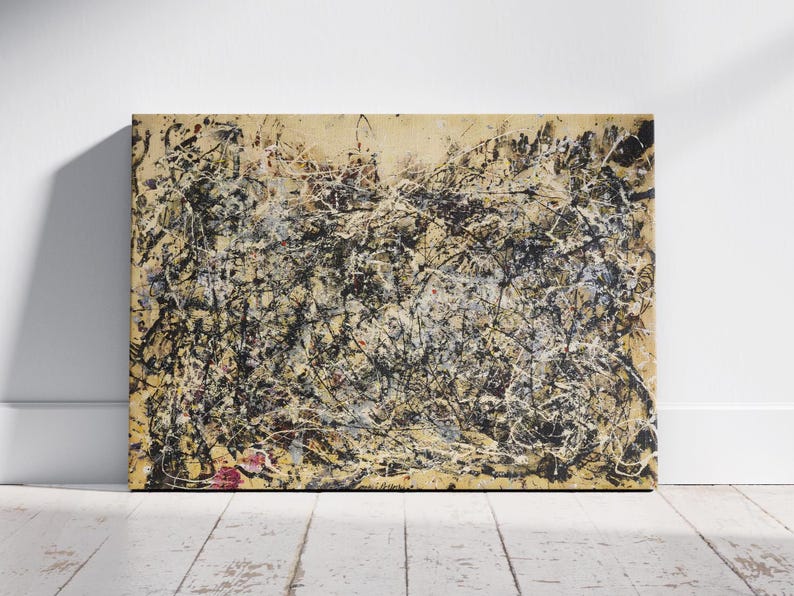 Jackson Pollock Number 1A, 1948 Canvas Wall Art, Pollock Large Abstract Painting, Beige and Gold ...