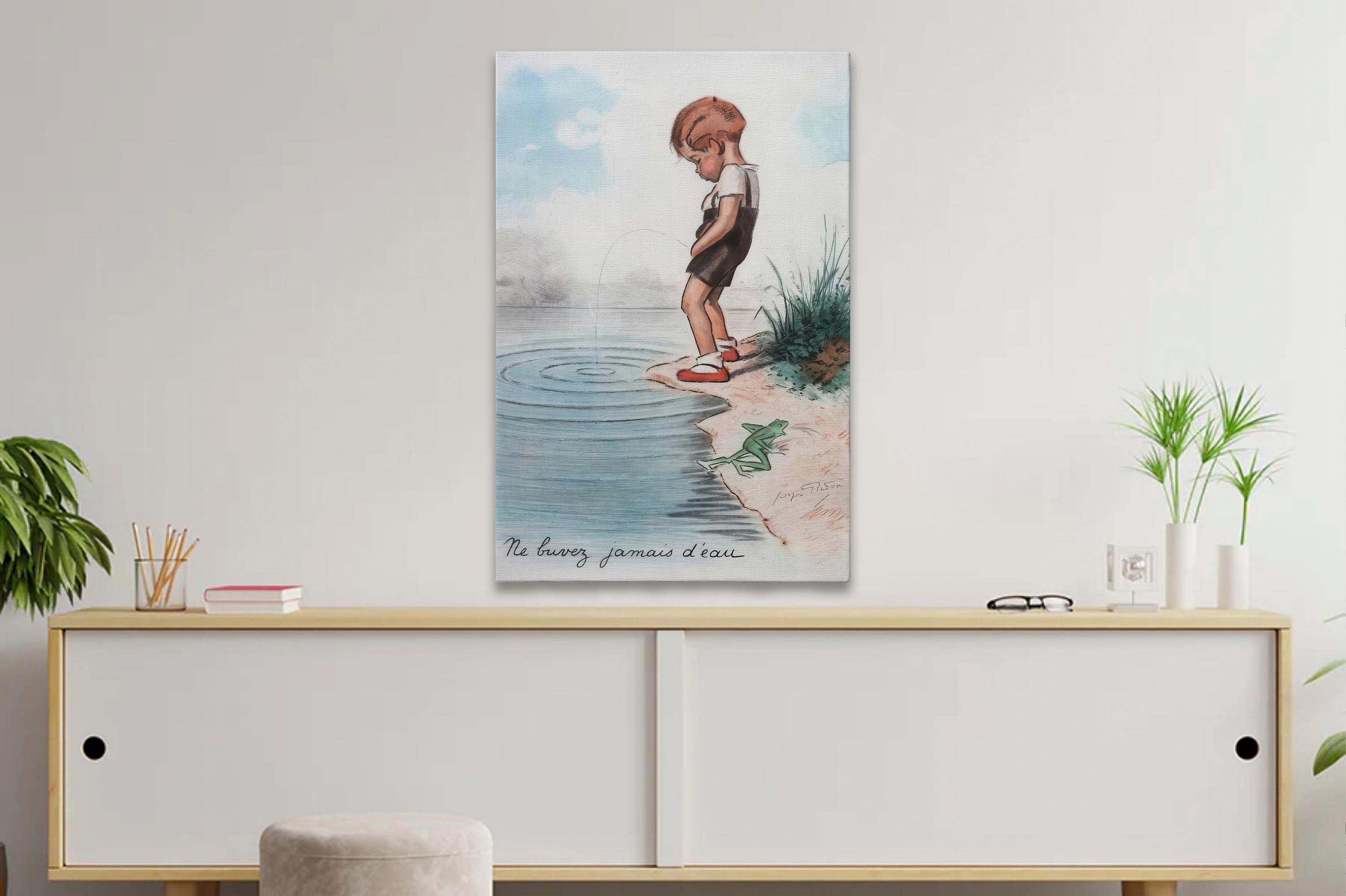 Little Boy Peeing in the Lake Fine Art Print, George Redon Never Drink ...
