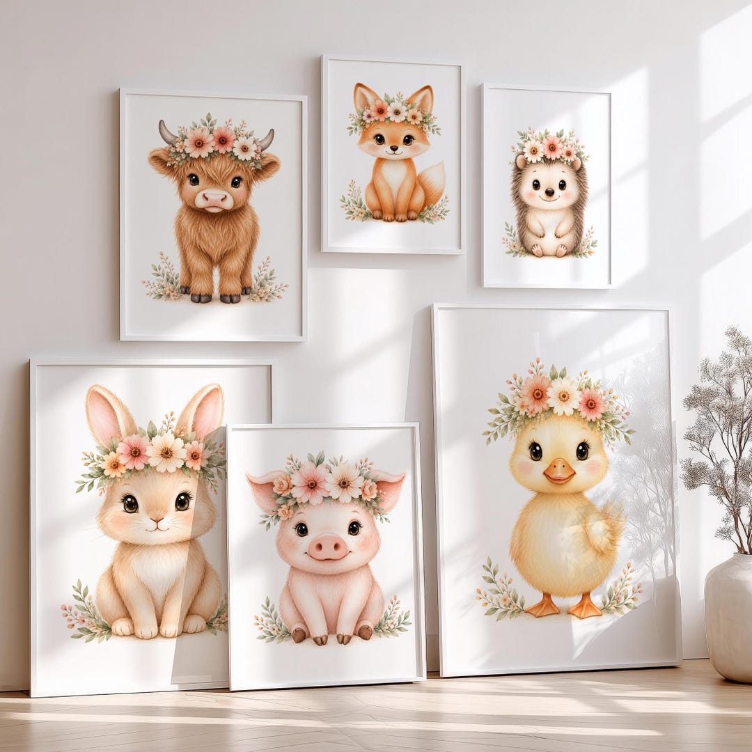 Farm Animal Poster Set | Woodland Nursery Wall Art Printable ...