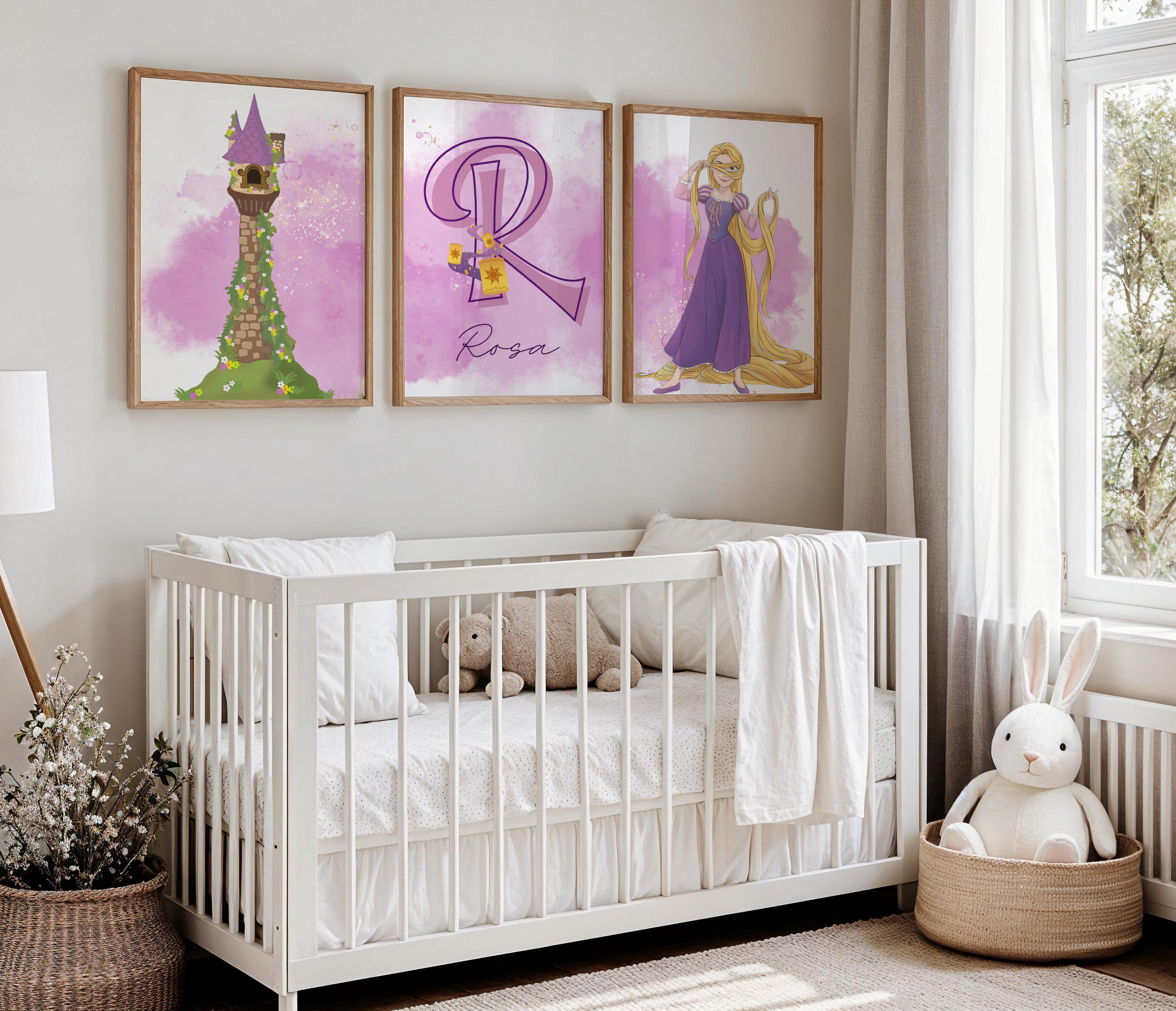 Personalized Rapunzel Nursery Art: Princess Tower Decor, Set of 3 ...