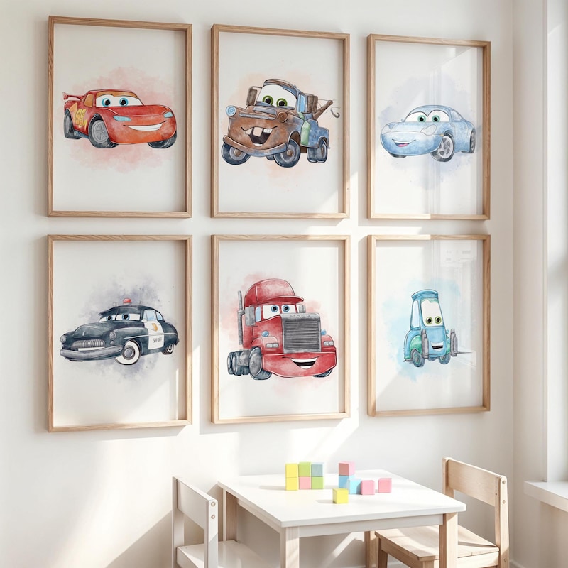Watercolor Car Poster Set - Etsy