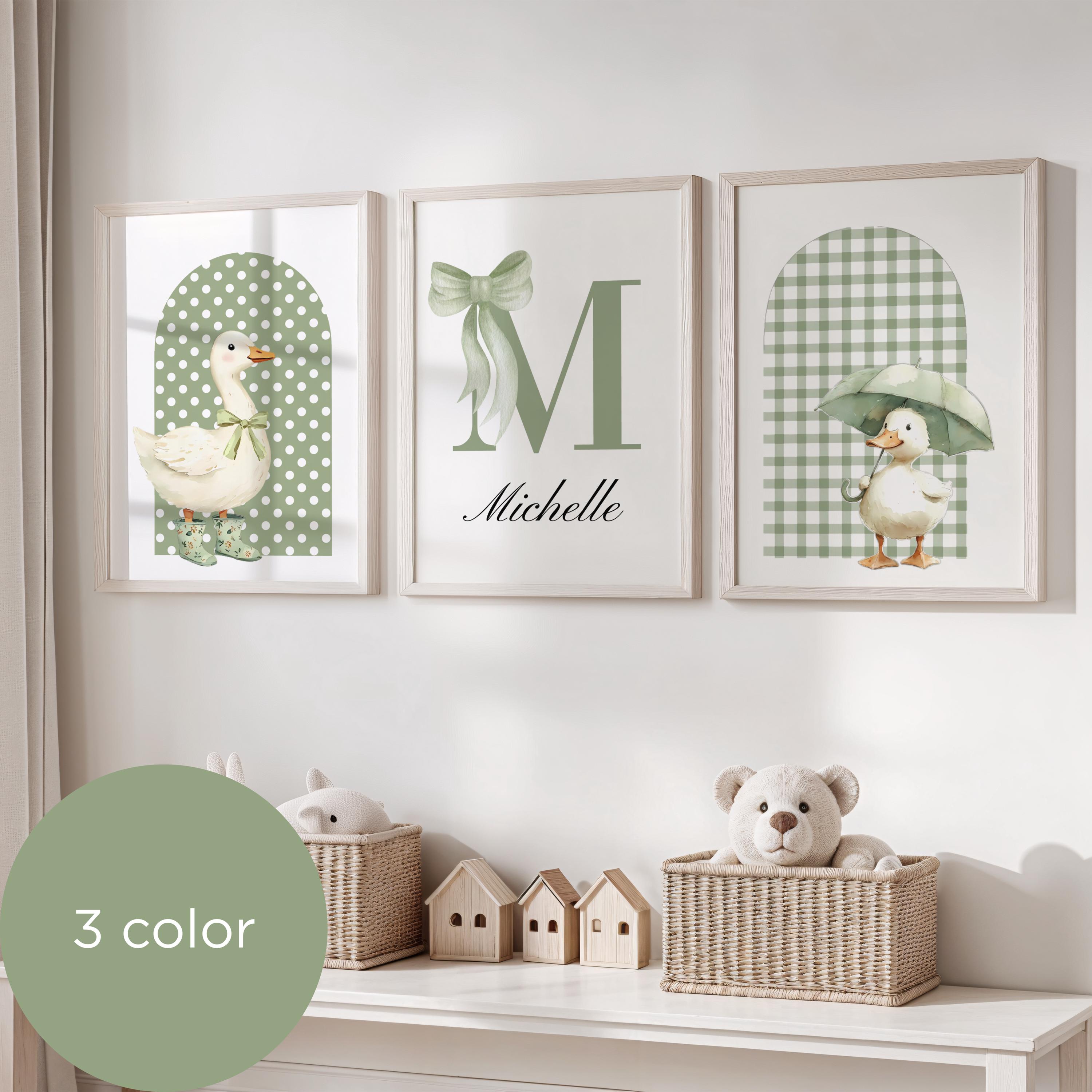 Duck Nursery Wall Art Set: Personalized Baby Room Decor (digital ...