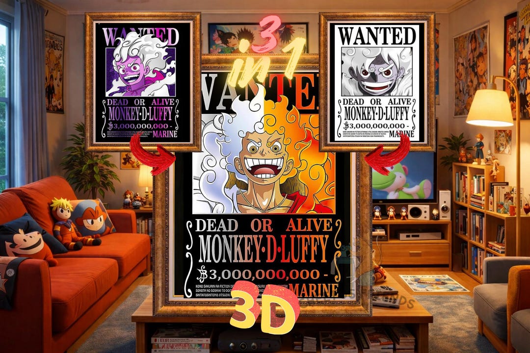 One Piece Luffy 3D Motion Anime Poster • Lenticular Wall Art - Etsy ...