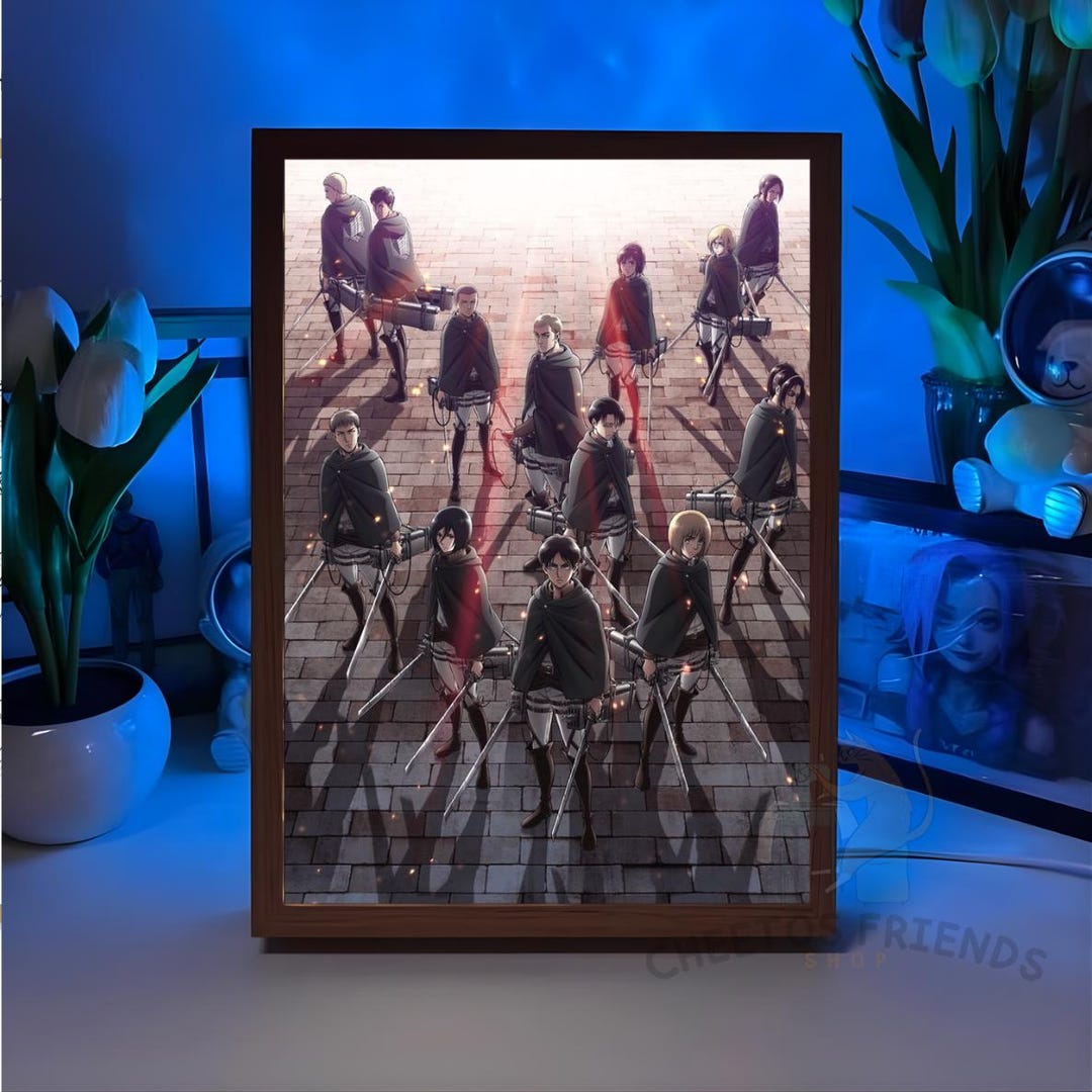 Attack on Titan Anime Table Lamp – LED Light Painting LED Frame • Anime ...