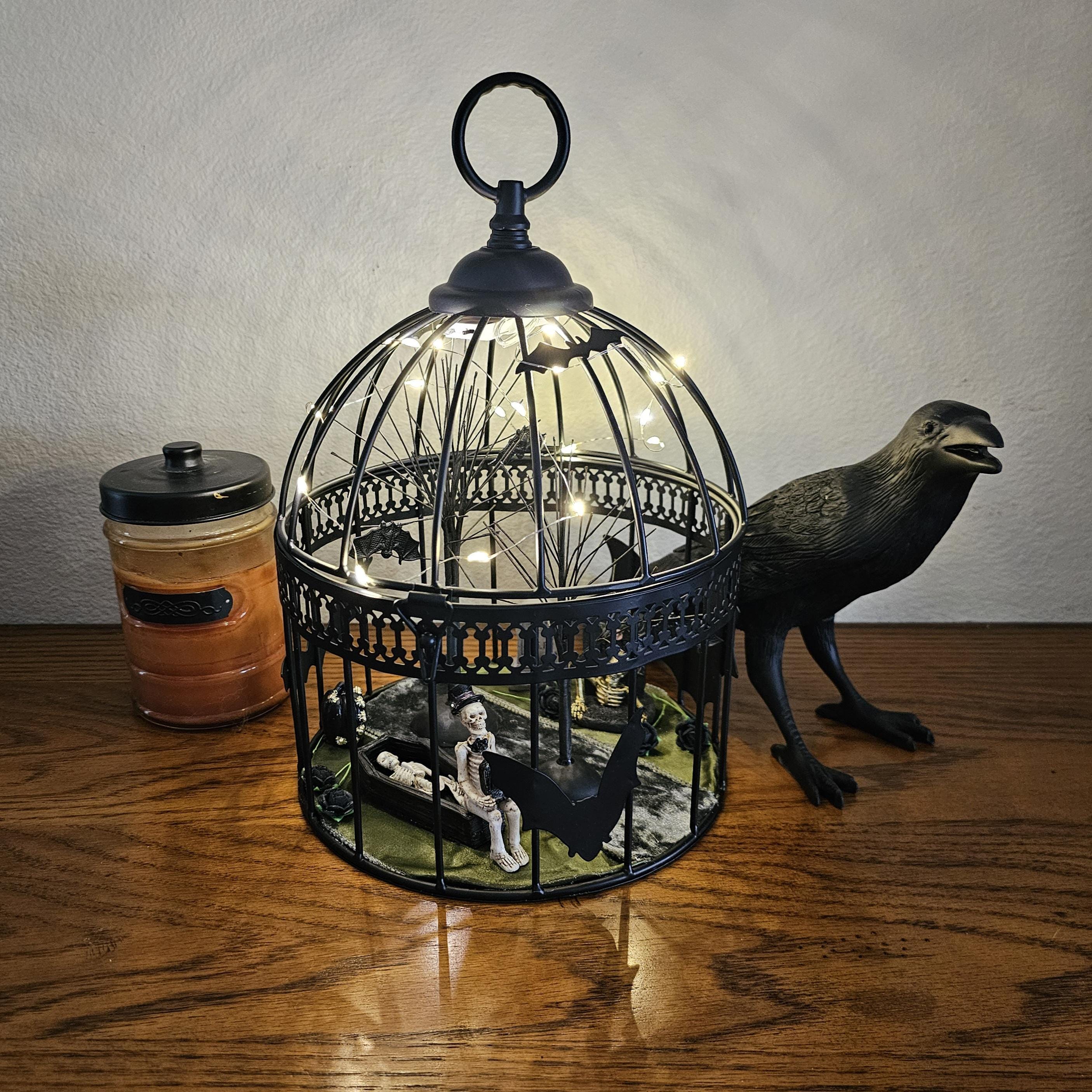 Halloween Spooky Graveyard Birdcage Diorama With Lights - Etsy