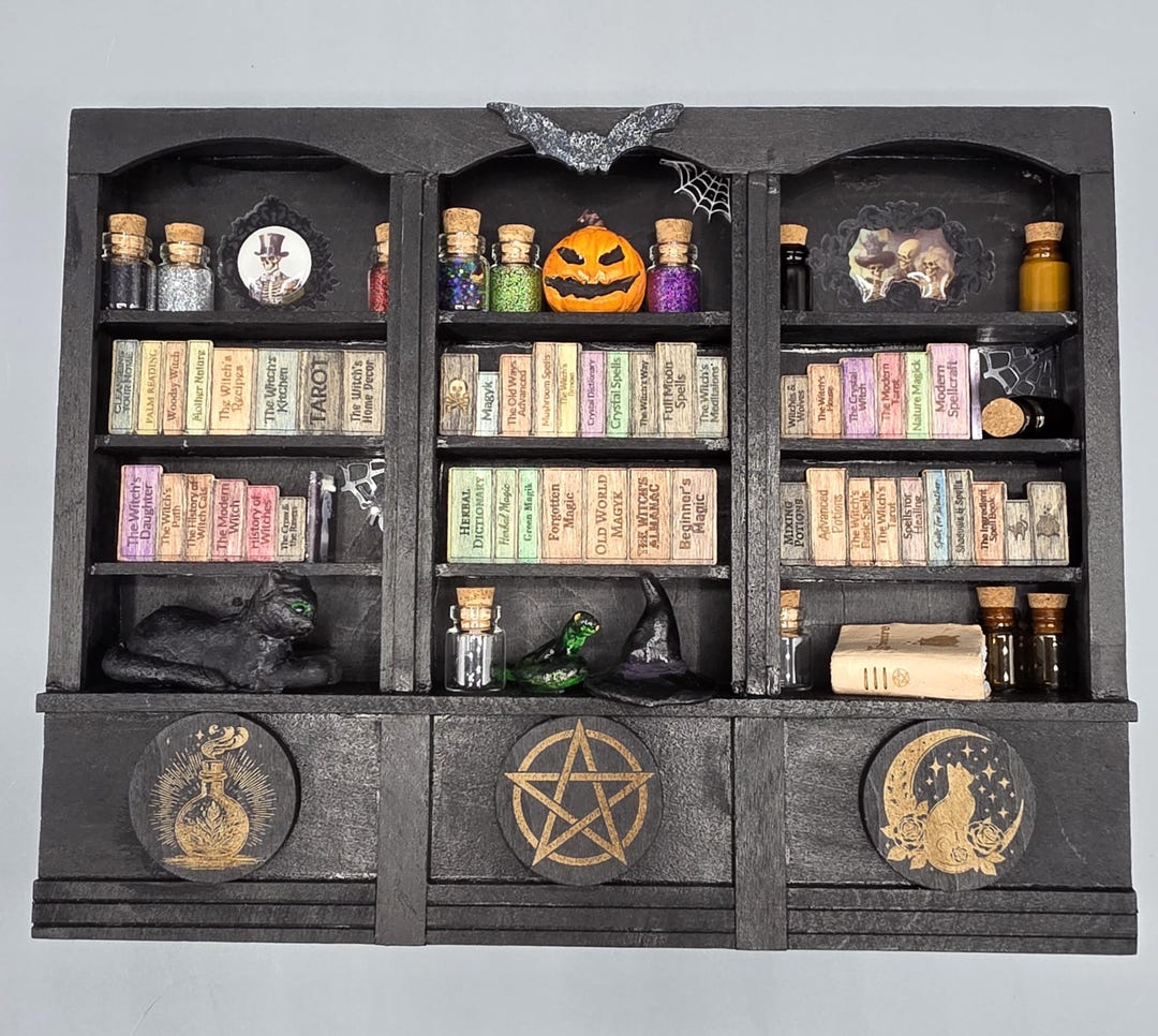 Witch Miniature Bookcase | Haunted Dollhouse Furniture - Etsy