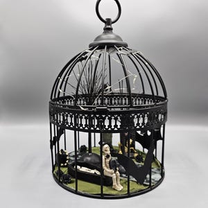 Halloween Spooky Graveyard Birdcage Diorama With Lights - Etsy
