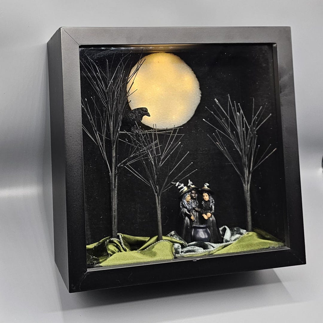 Lighted Witchy Shadow Box | One-of-a-kind Tabletop Halloween Decor ...