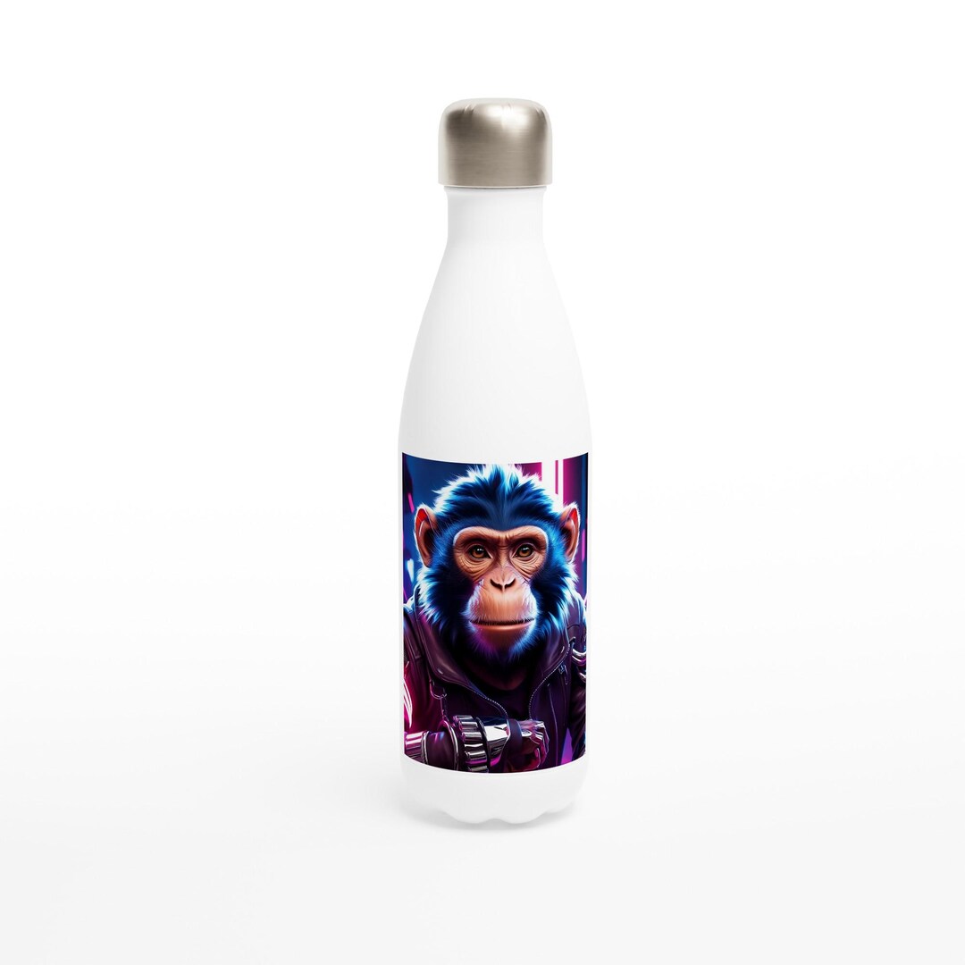 Cyberpunk Cool Monkey Bottle - 17oz Insulated Stainless Steel Flask ...