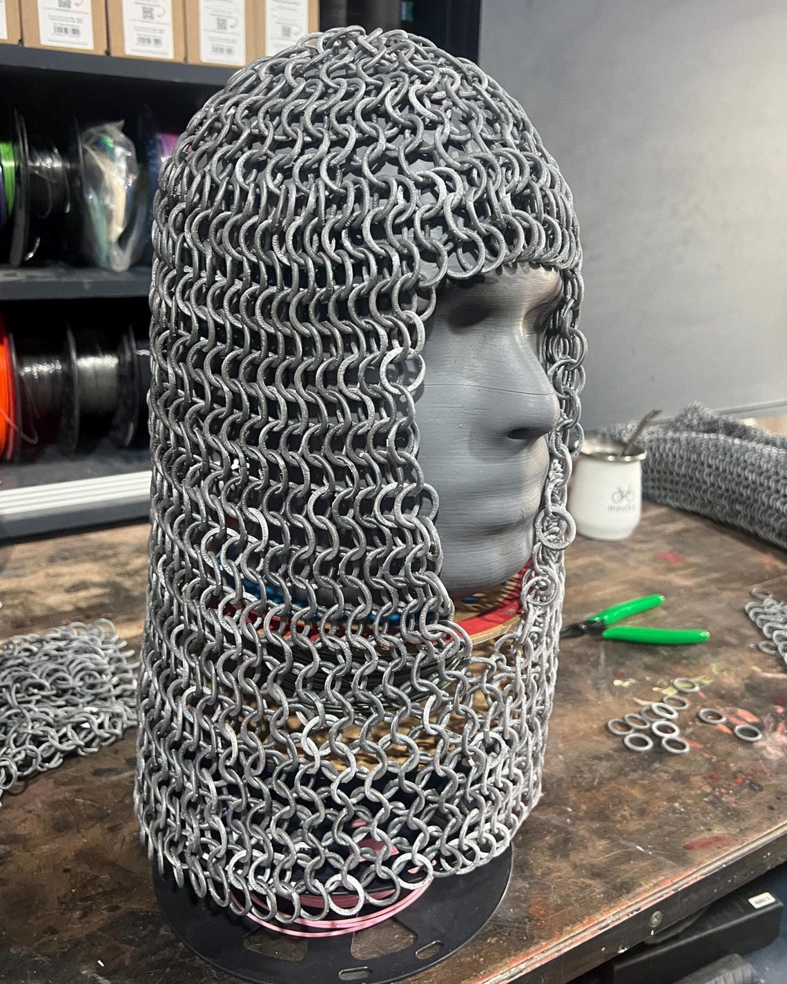 3D Printed Chainmail Coif by Propsmaker - Etsy