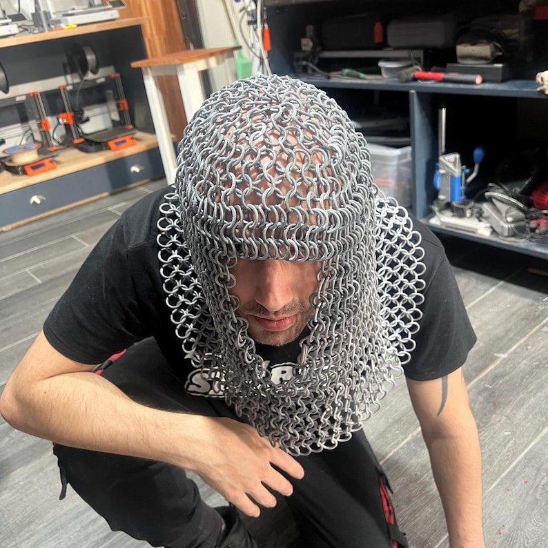 3D Printed Chainmail Coif by Propsmaker - Etsy
