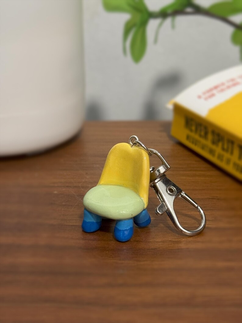 Handmade Tiny Chair Keychain, Cute Clay Bag Charm, Miniature Furniture ...