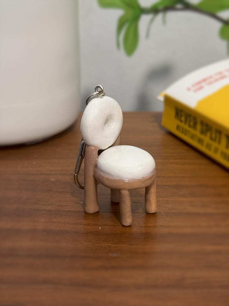 Handmade Tiny Chair Keychain, Cute Clay Bag Charm, Miniature Furniture ...