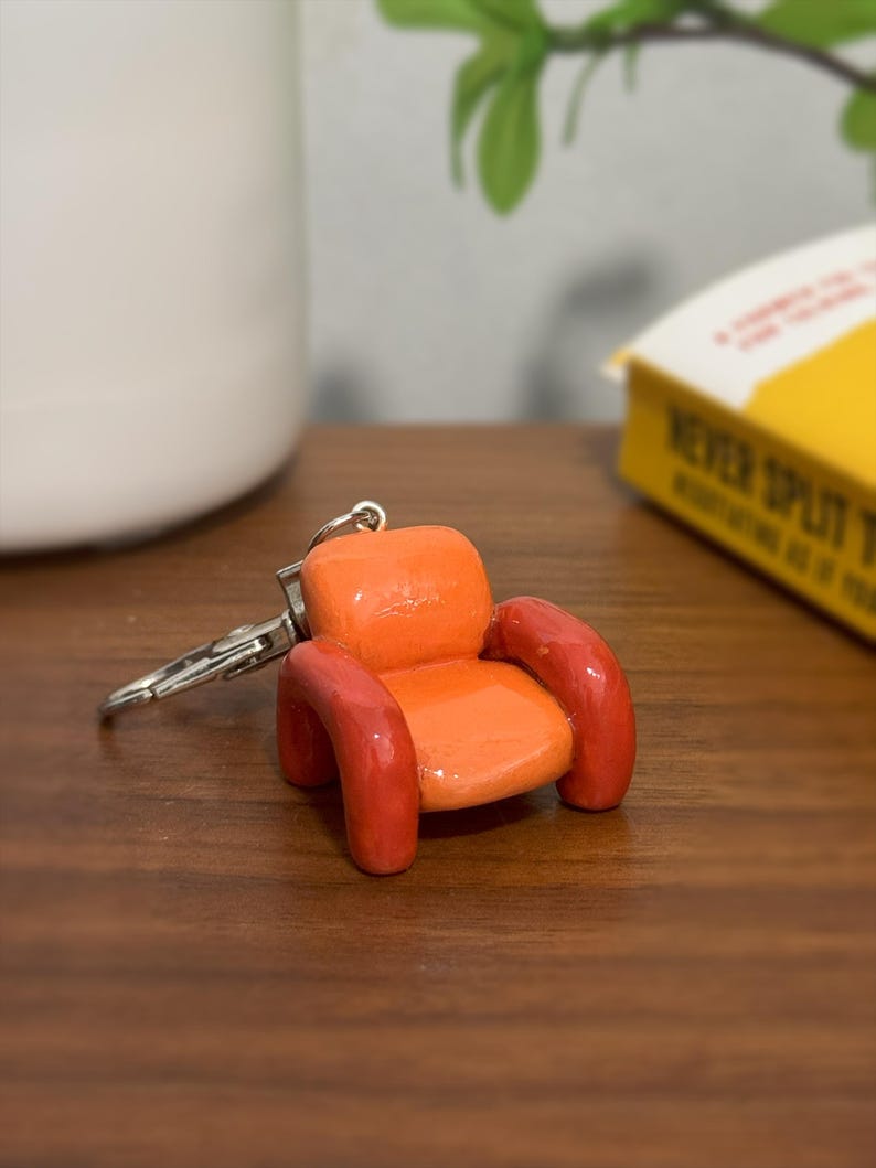 Handmade Tiny Chair Keychain, Cute Clay Bag Charm, Miniature Furniture ...