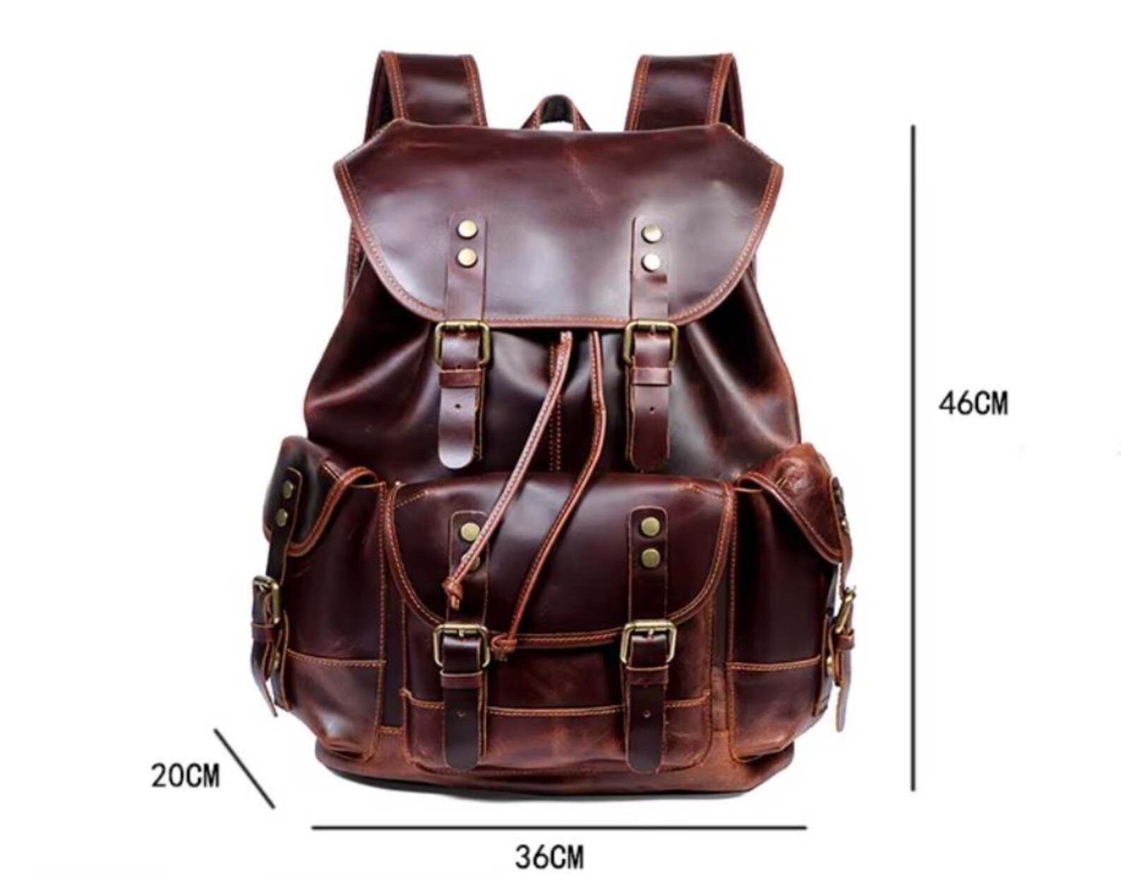 Top Grain Leather Backpack for Women and Men, Vintage Style Leather ...