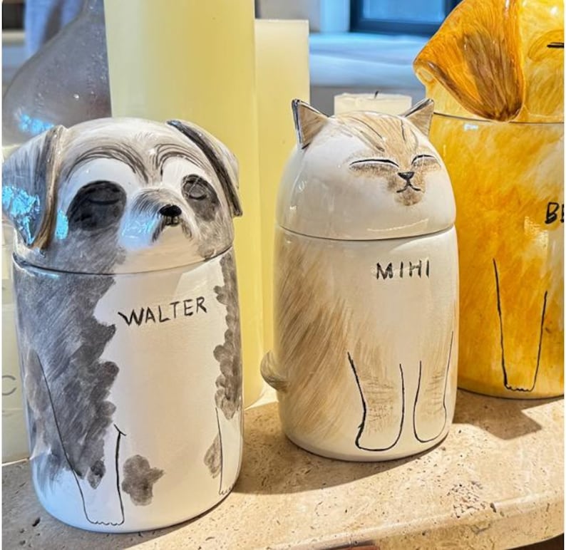 Personalized Dog Cat Pet Urn With Semi-spherical Cover, Dog Urns for ...