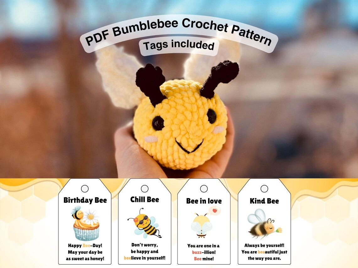 Bumblebee Amigurumi Crochet Pattern – DIY With Printable Tags (PDF) - Etsy