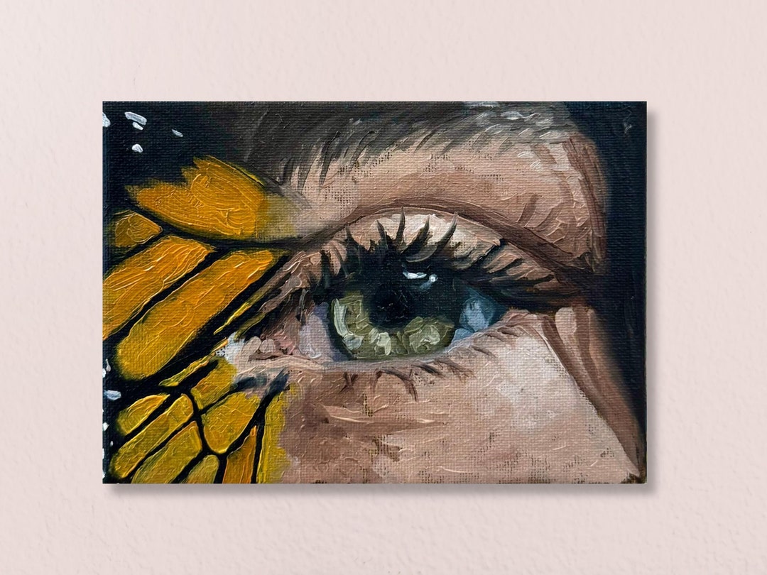 Original Oil Painting 'chrysalis of the Soul' Realistic Eye With Golden ...