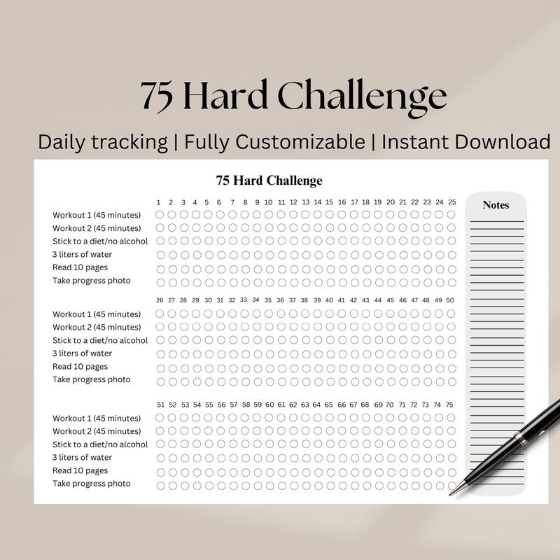 75 Hard Printable - Etsy