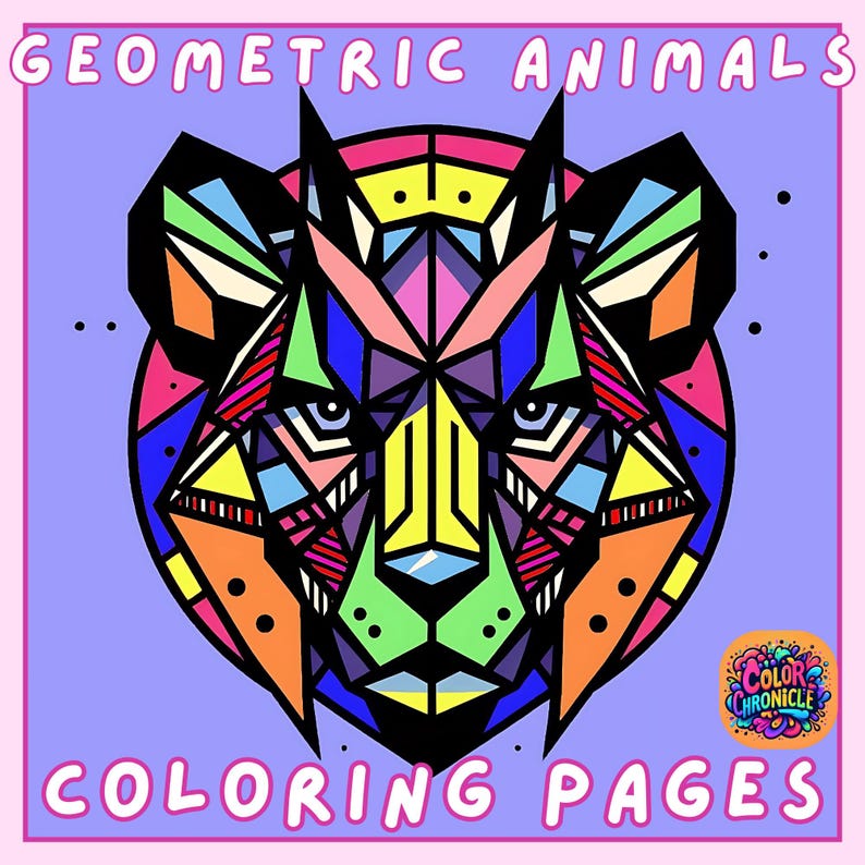 40 Geometric Animals Coloring Pages, Animals Coloring Book, Polygon ...