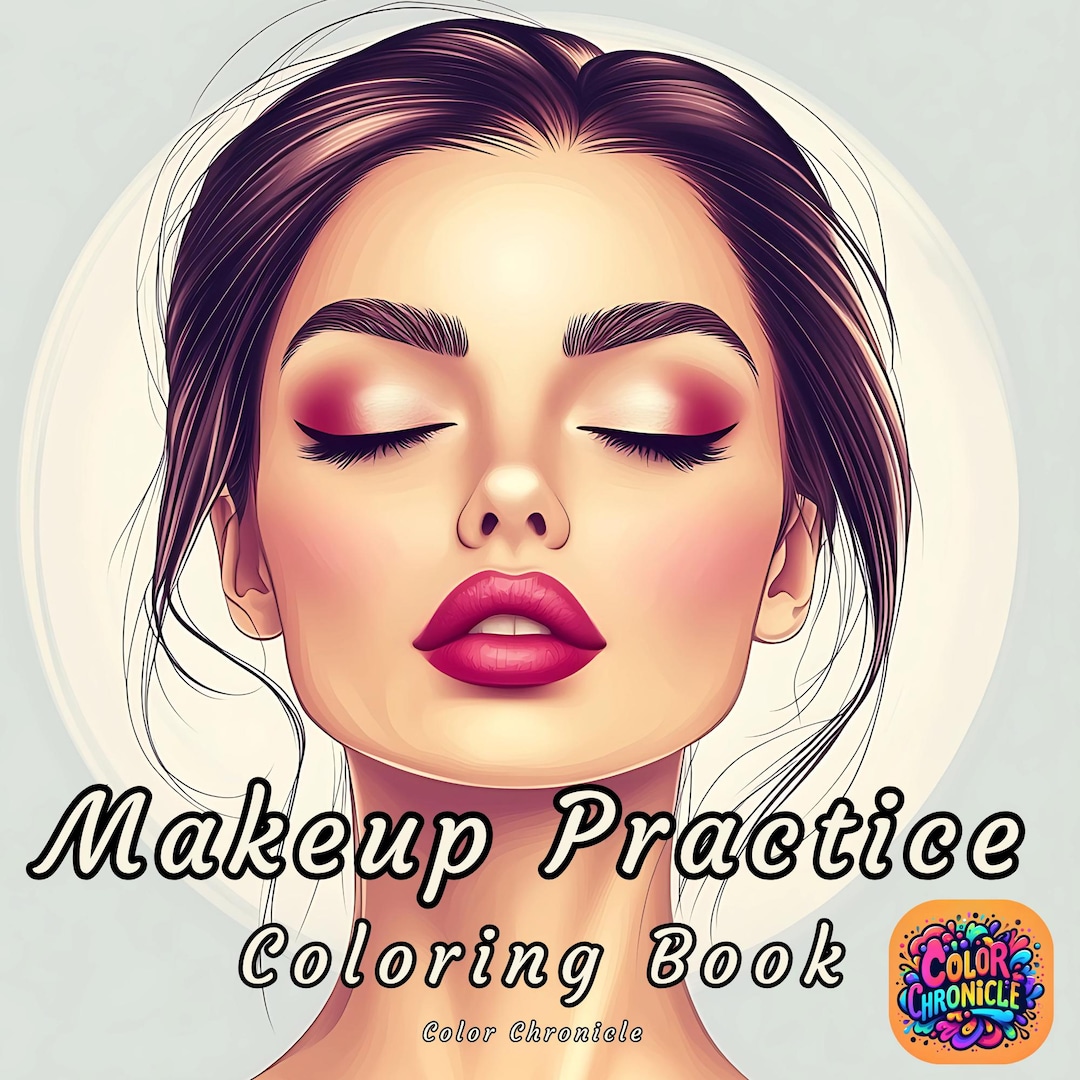 40 Makeup Practice Grayscale Coloring Pages, Printable Adult Coloring ...