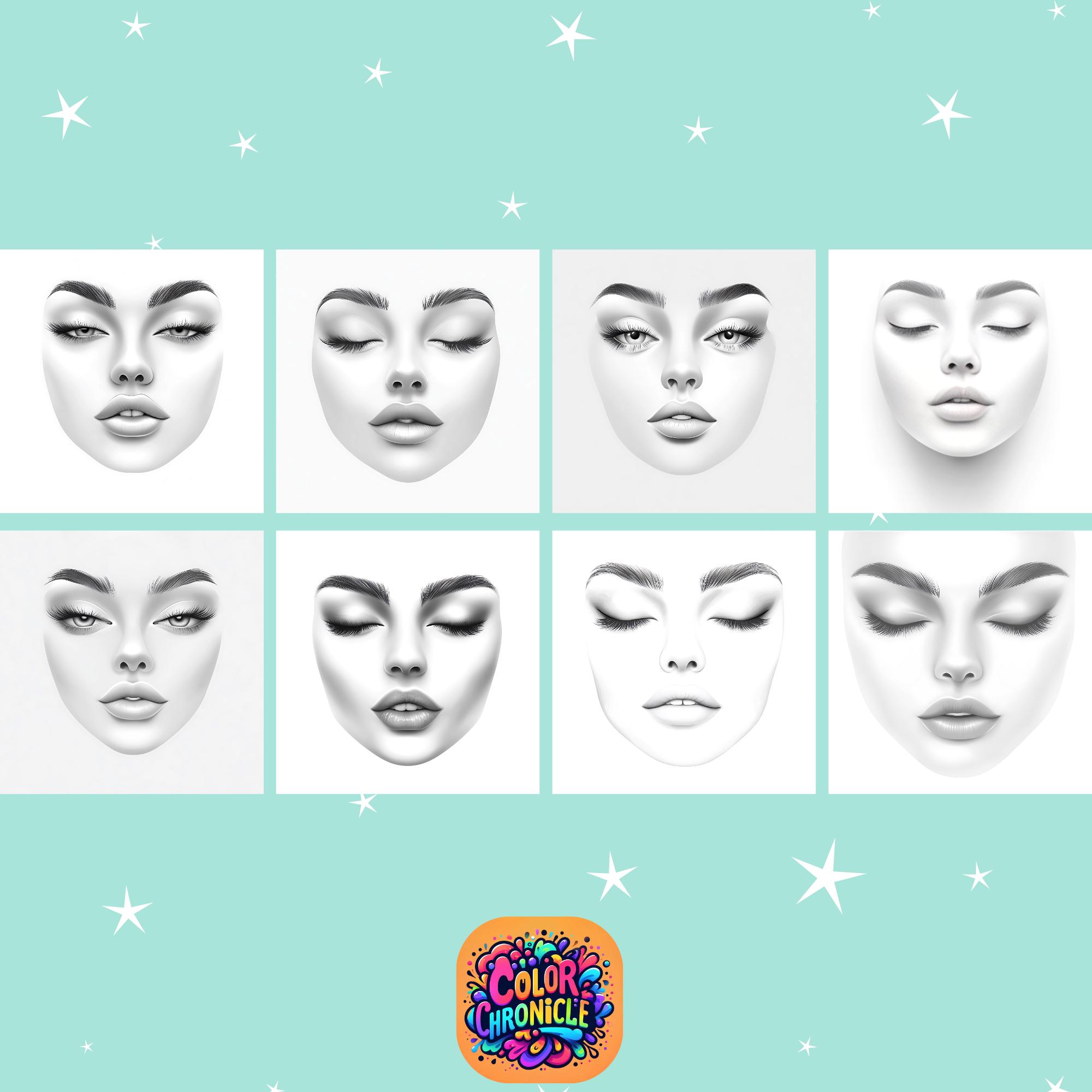 30 Makeup Artist Templates, Makeup Artist Practice Sheets, Makeup ...