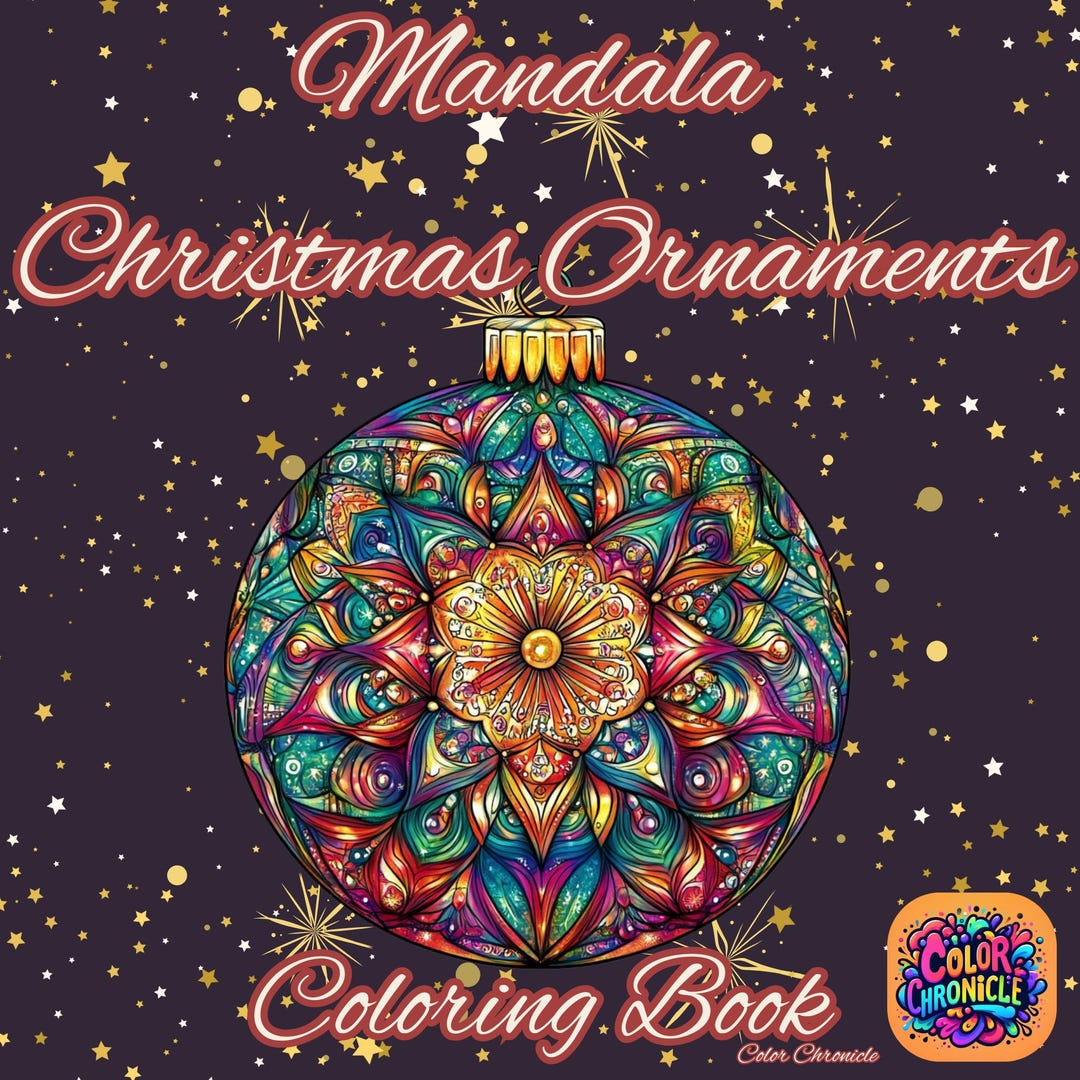 Christmas Ornament Coloring Book, INSTANT DOWNLOAD, Christmas Mandala ...