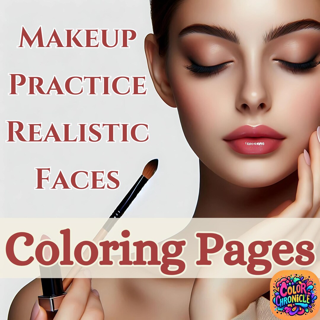 Makeup Practice Face Chart Templates: Realistic Coloring Pages (digital ...