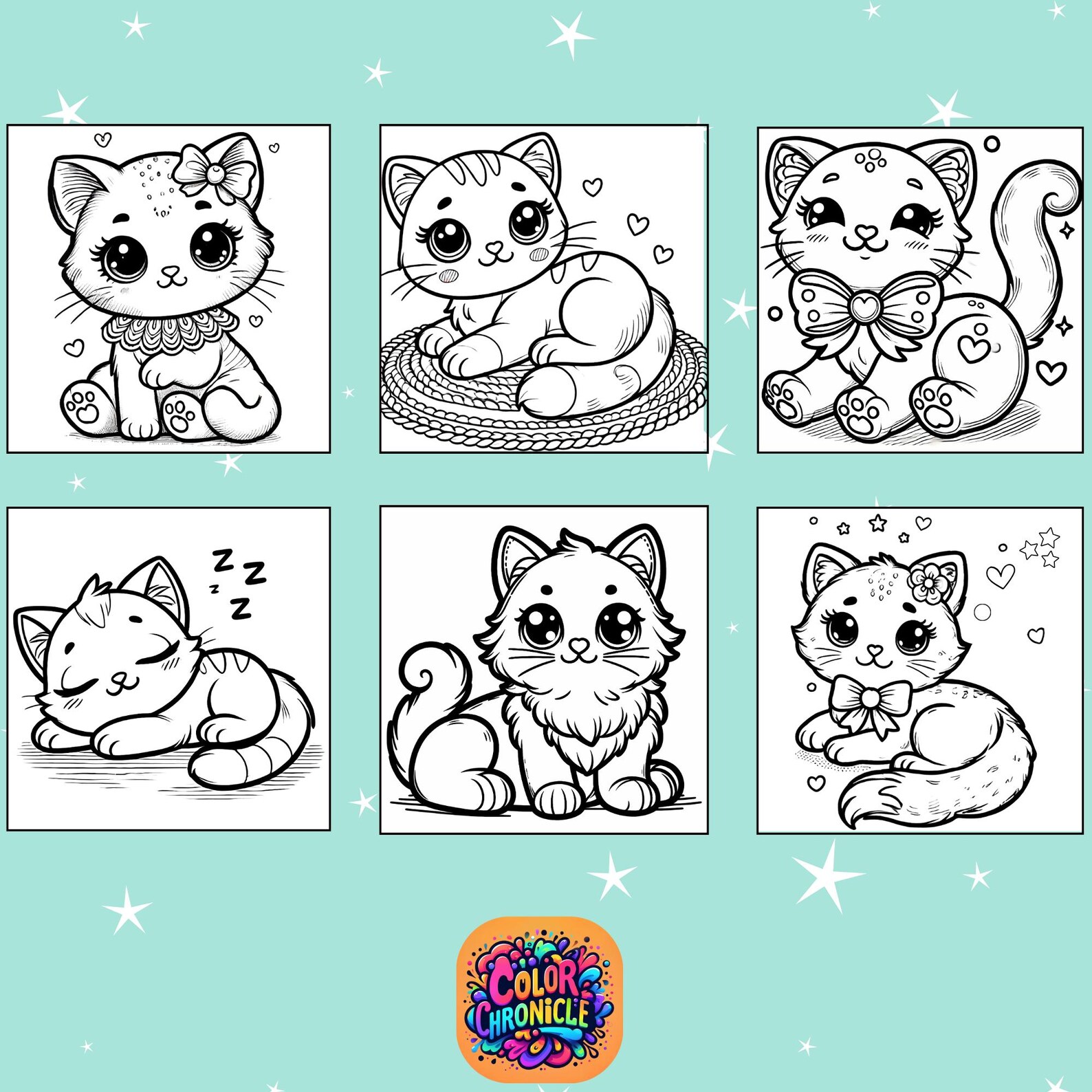 55 Cute Kawaii Kitten & Cats Coloring Pages, Cute Cats Coloring Pages ...