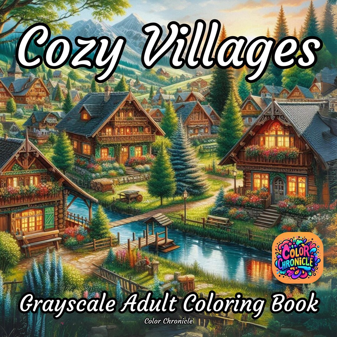 Beautiful Cozy Villages 30 Coloring Pages for Adults, Instant Download ...