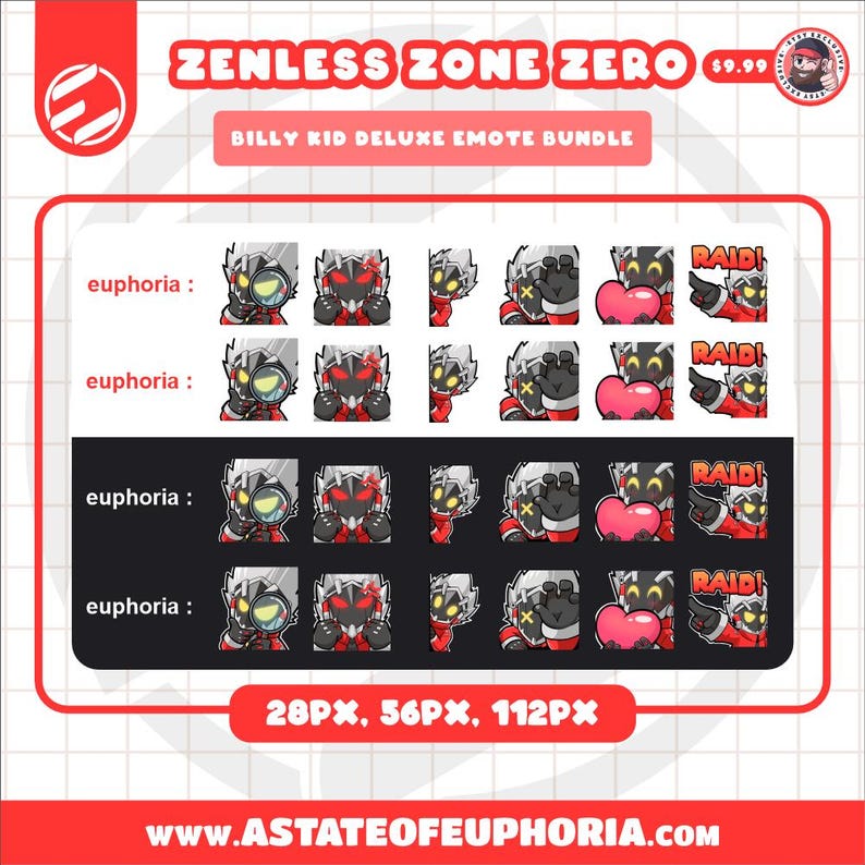 Billy Kid Emote Bundle Zenless Zone Zero Perfect for Kick, Twitch ...