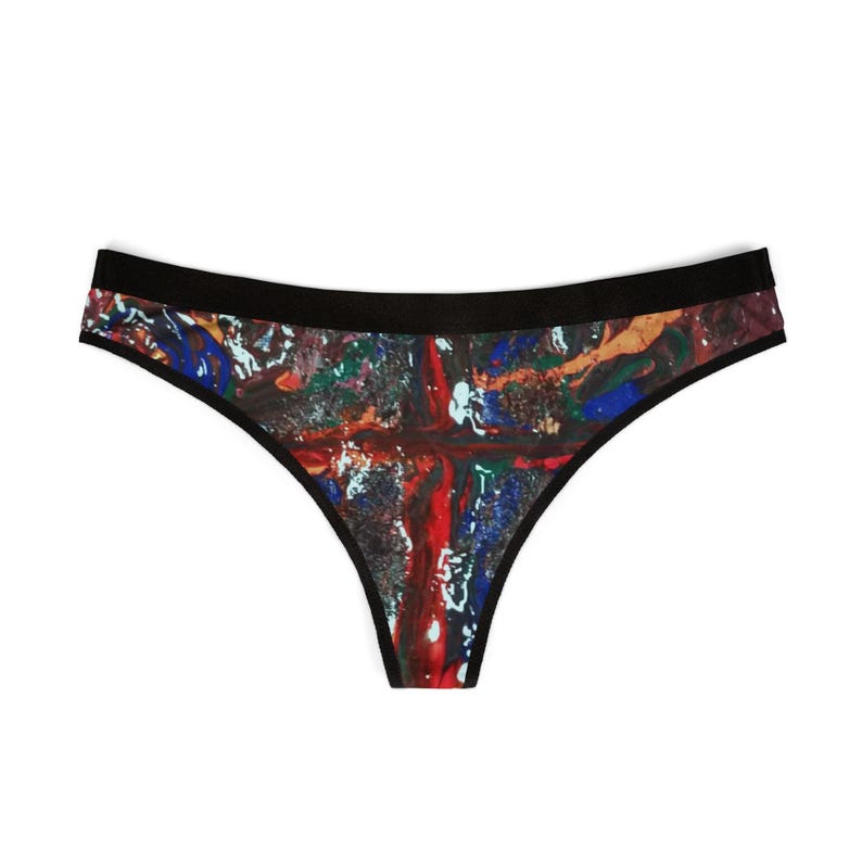 Colorful Women's Thongs, Art Print Lingerie, Unique Underwear Gift, AOP ...