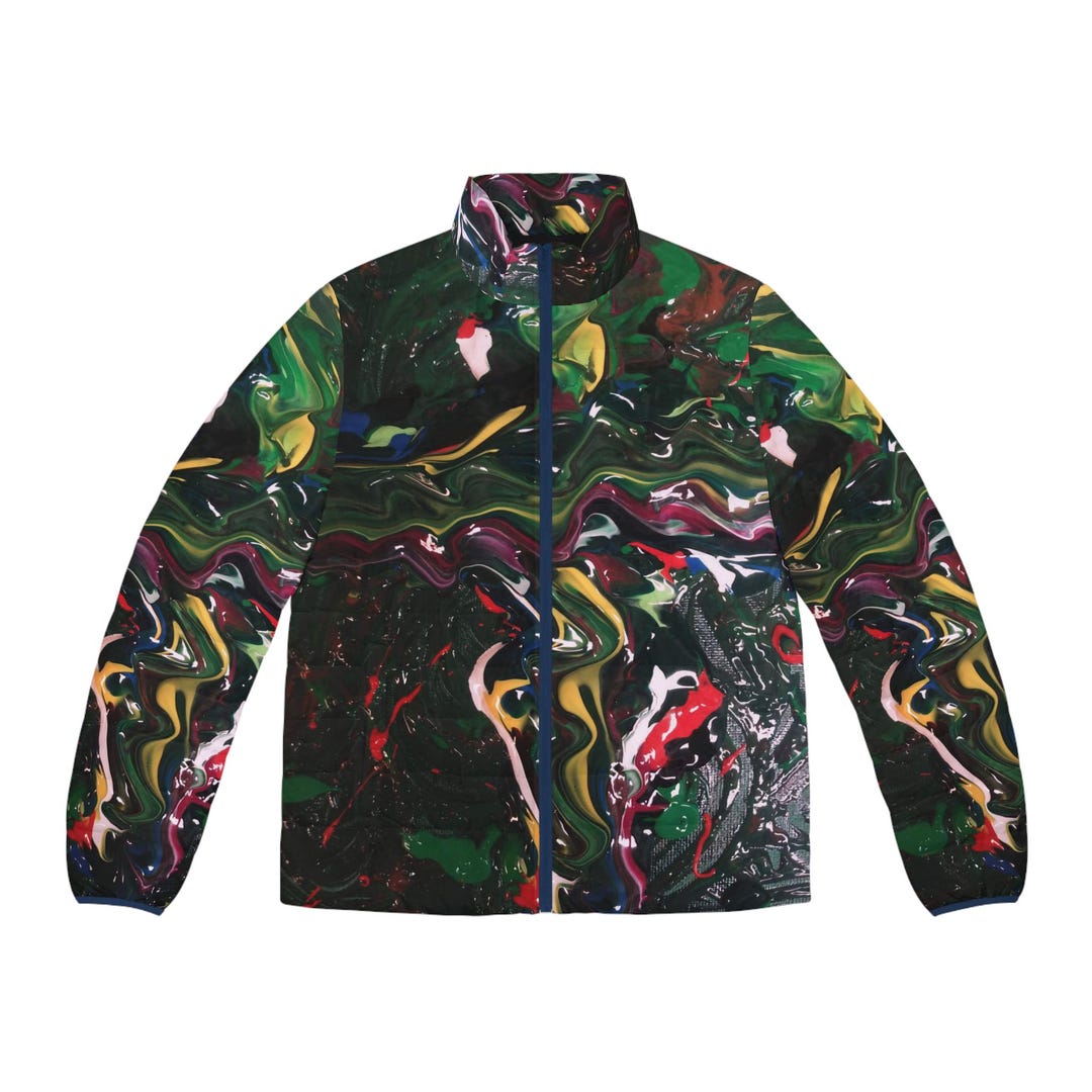 Abstract Swirl Paint Puffer Jacket | All-over Print - Etsy