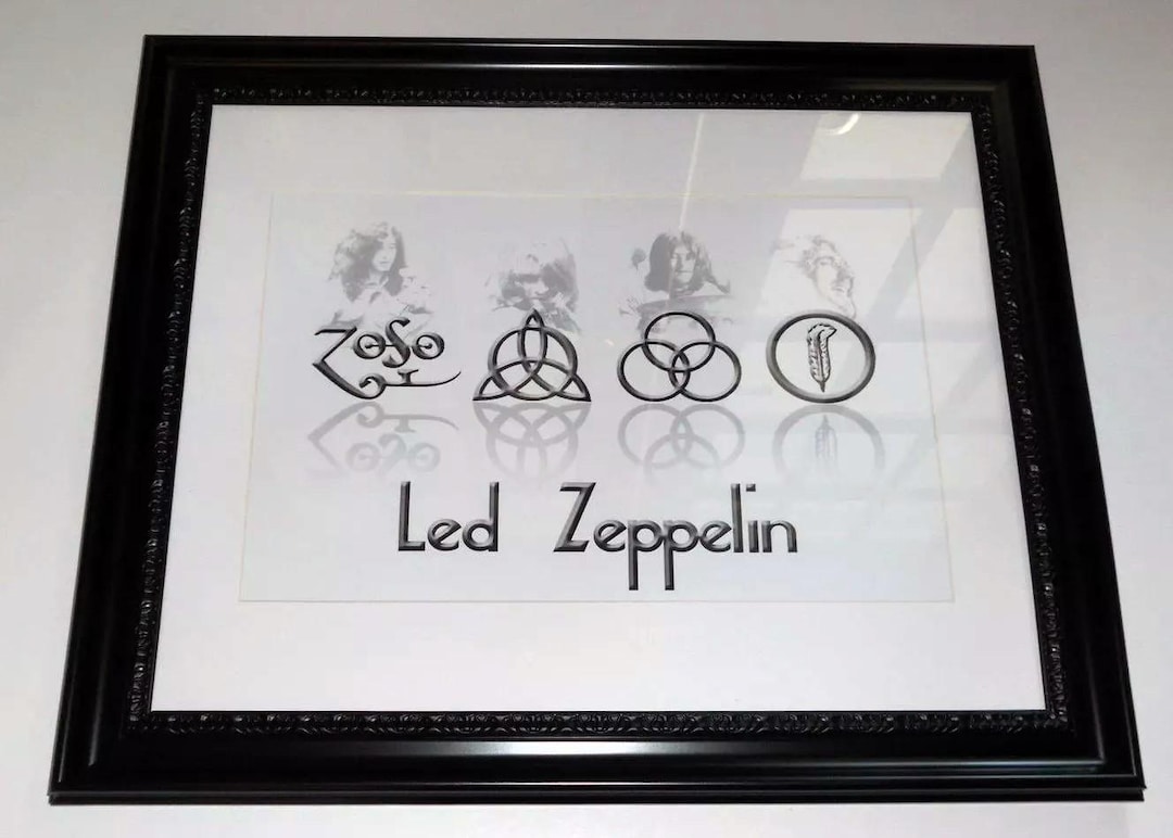 Large Framed Led Zeppelin Symbols Zoso IV Jimmy Page/ Plant Poster, 24 ...