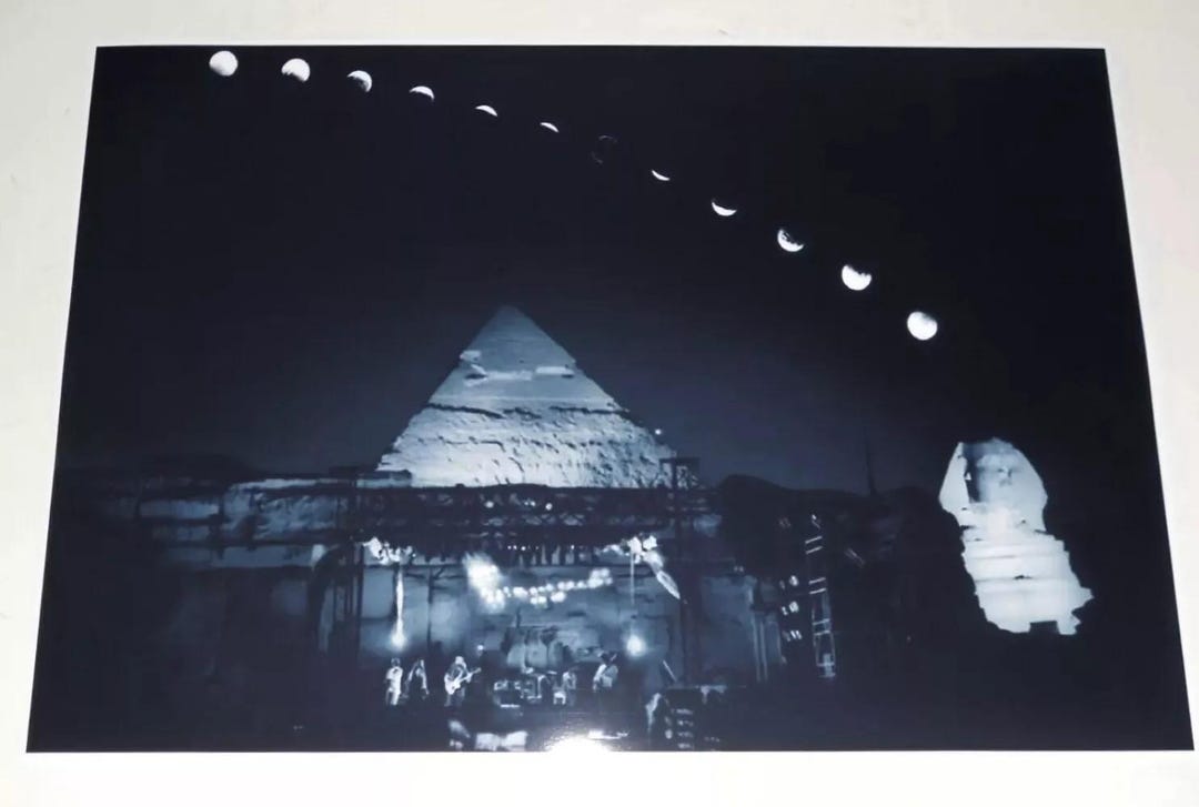Grateful Dead 1978 Egypt Pyramids With Moon Eclipse Time Lapse B/w 19 X ...