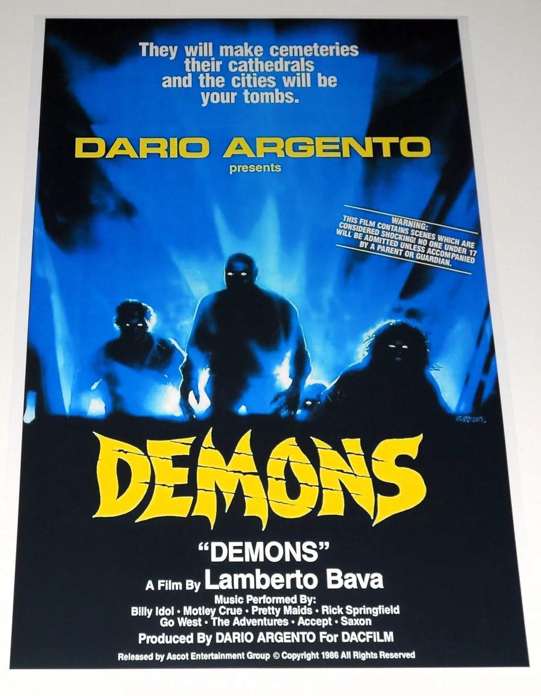 DEMONS 1985 Horror Classic Italian Lamberta Bava Dario Argento 19x13 ...