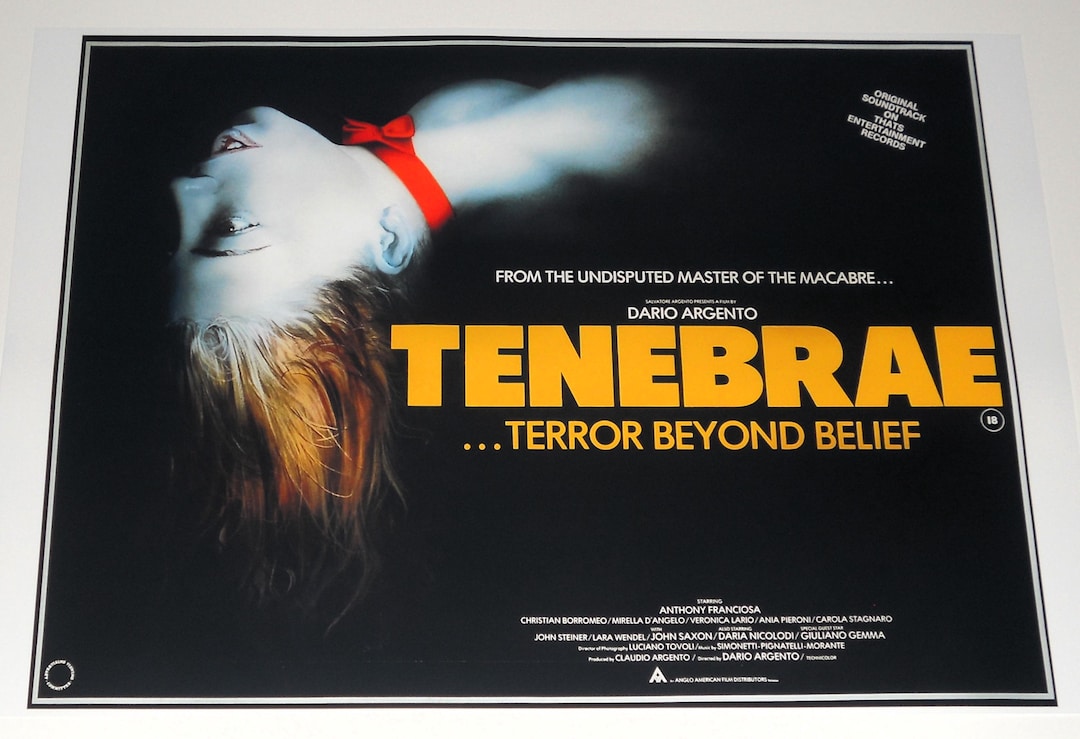 Tenebrae 1982 Italian Horror UK QUAD Dario Argento Giallo Cult Poster 19x13 - Etsy