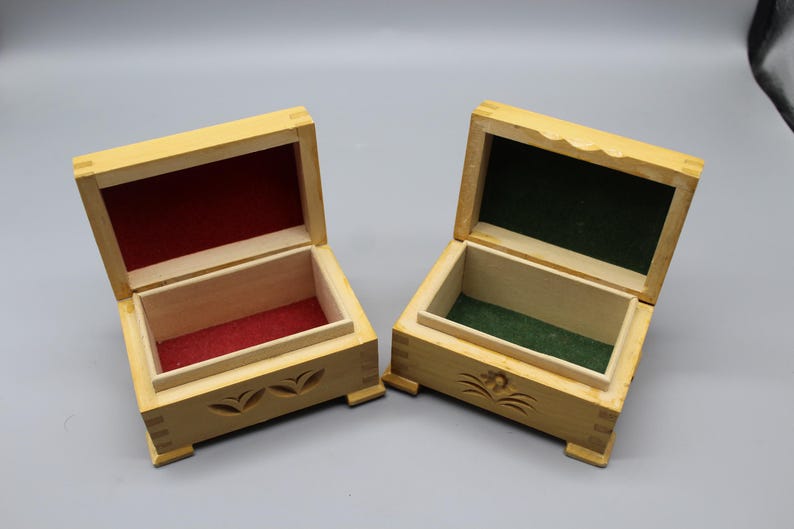 Set of Wooden Jewelry Boxes. Hand Painted Boxes. Hand Pyrographed ...