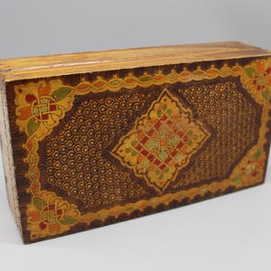 Wooden Box for Personal Items. Vintage Wooden Box. Hand Pyrographed and ...