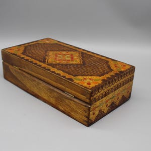 Wooden Box for Personal Items. Vintage Wooden Box. Hand Pyrographed and ...