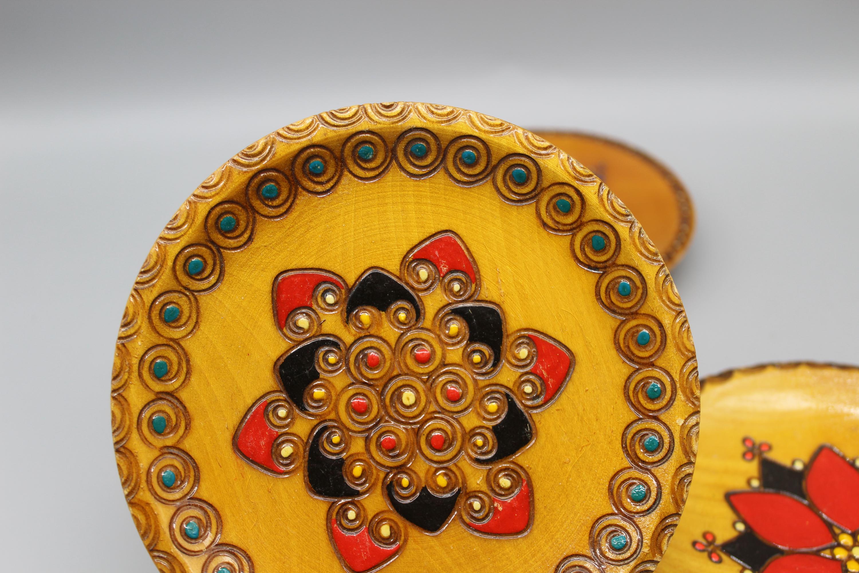 Decorative Wooden Plates. Hand-painted Plates. Wall Decor. Embossed ...