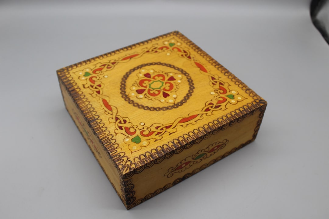 Wooden Box for Personal Items. Vintage Wooden Box. Hand Pyrographed and ...