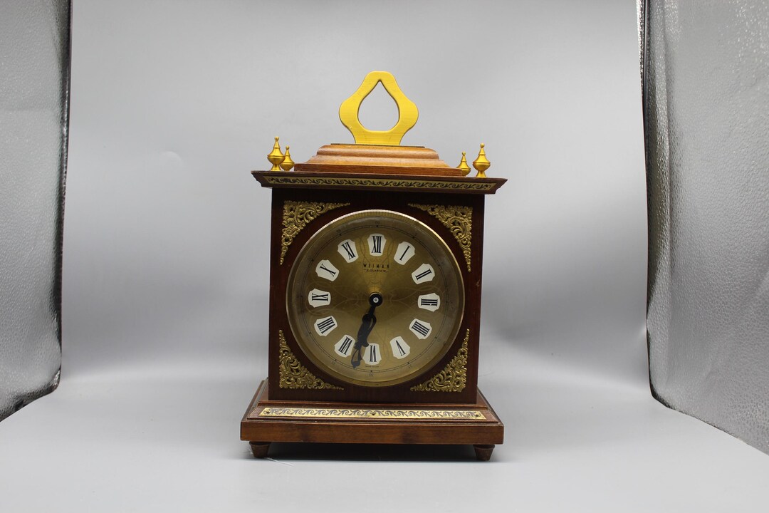 WEIMAR Clock. Table Clock. Quartz Mechanism. Wooden Case With Bronze ...