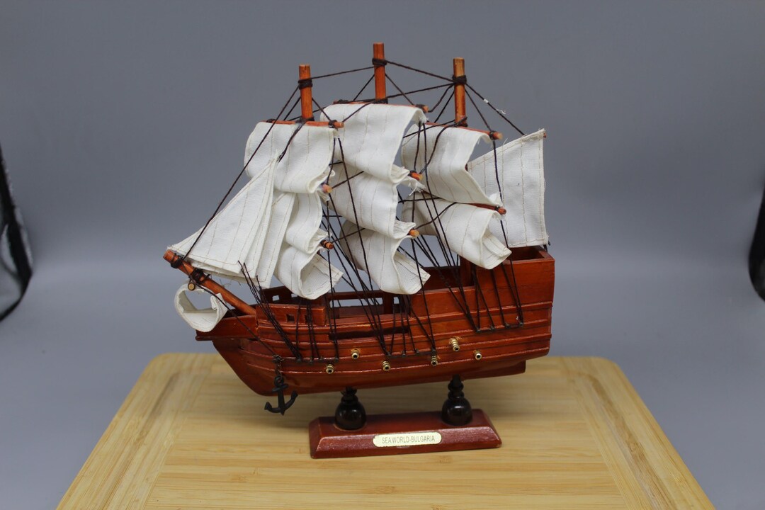 Handmade Wooden Sailing Ship Model: 1970s Bulgarian Craft - Etsy